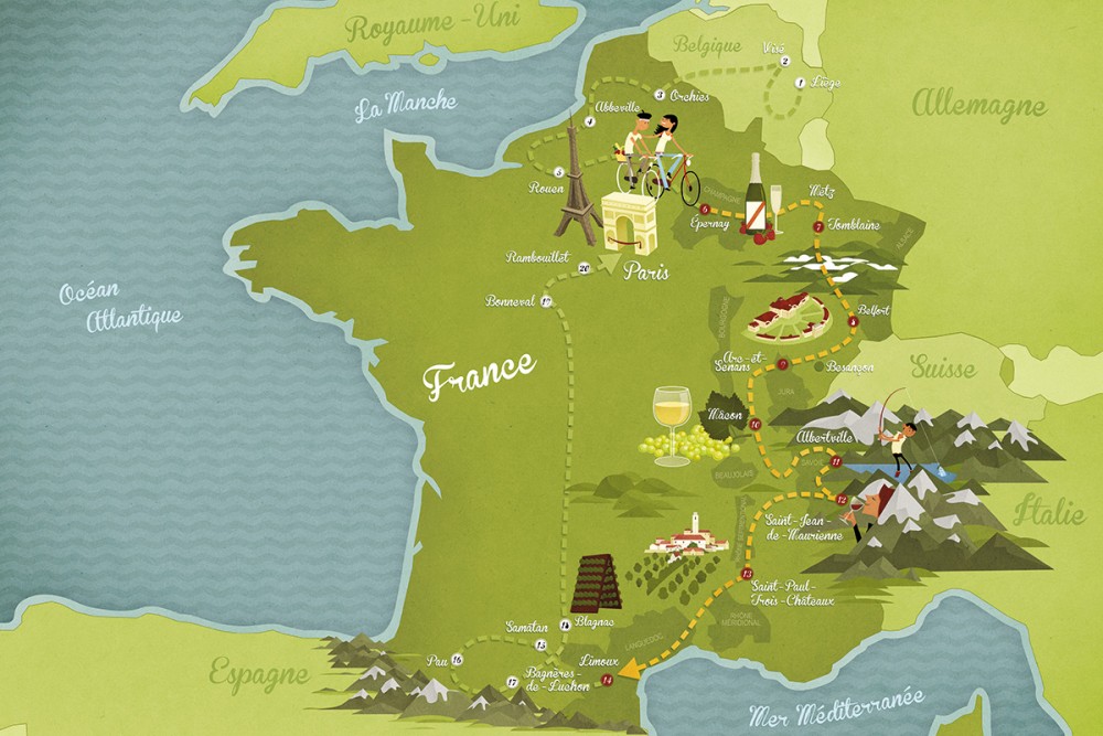 Cities / Maps | illustration, animation, woodprint, surf