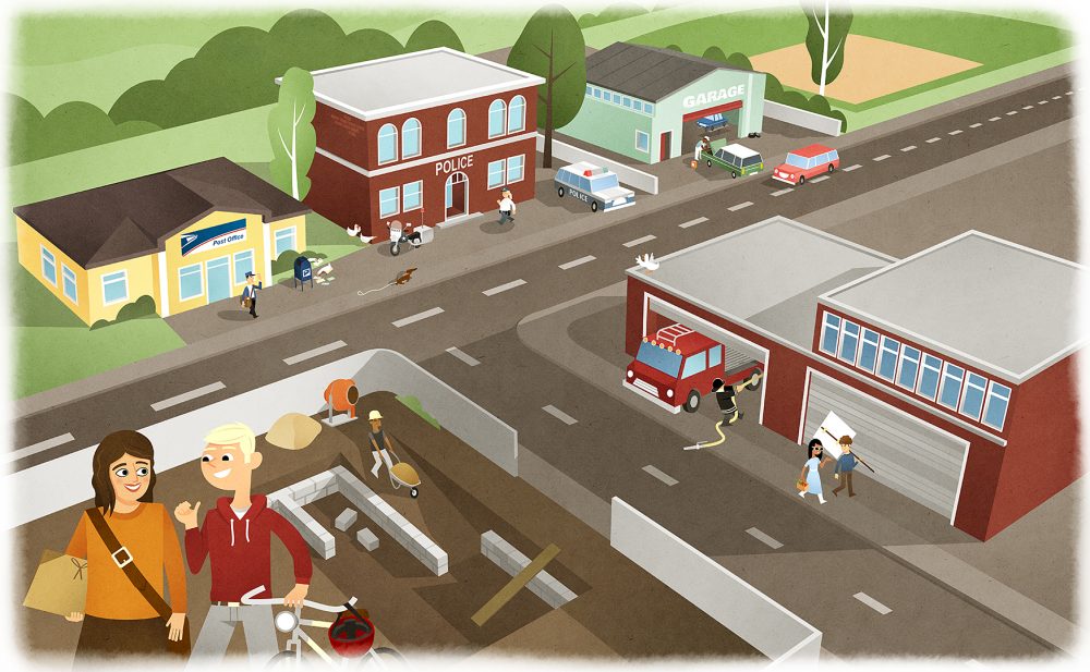 Cities / Maps | illustration, animation, woodprint, surf